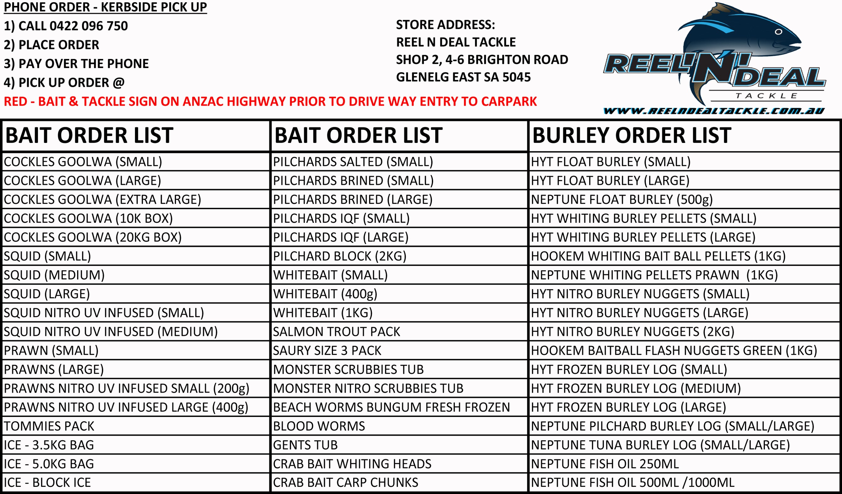 BAIT BURLEY ICE - PHONE PAY COLLECT – REEL 'N' DEAL TACKLE